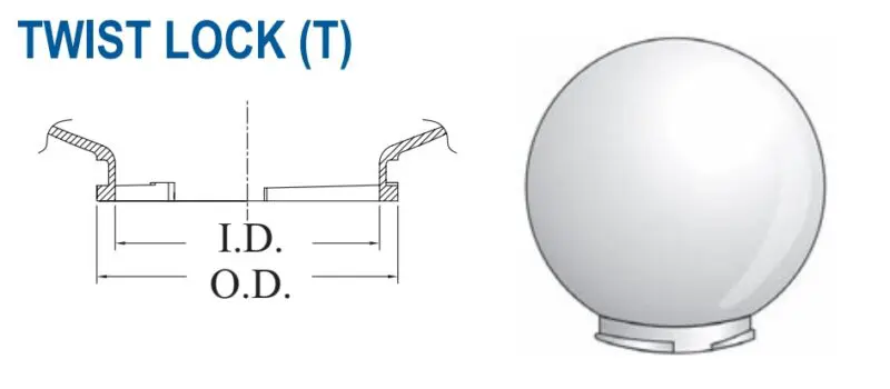 8 Inch Twist Lock Neck Globe | Lighting Lamp Post Globe | Acrylic