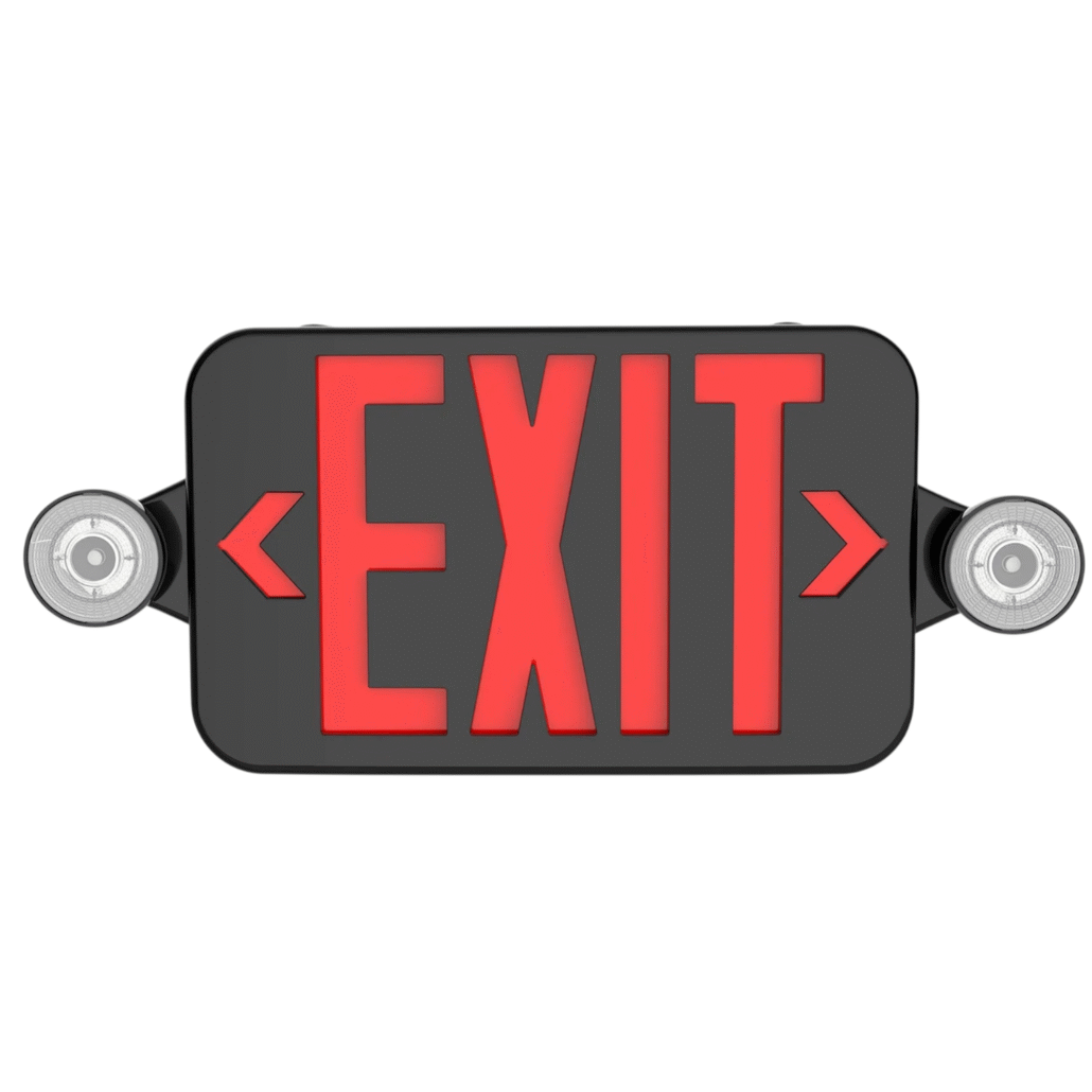 LED exit sign with emergency lights